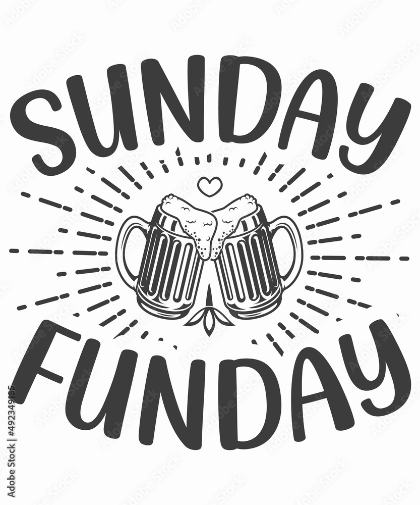 Sunday Funday Printable Vector Illustration Stock Vector | Adobe Stock