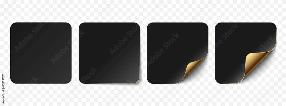 Vector black realistic paper stickers, price tags isolated. Set of ...