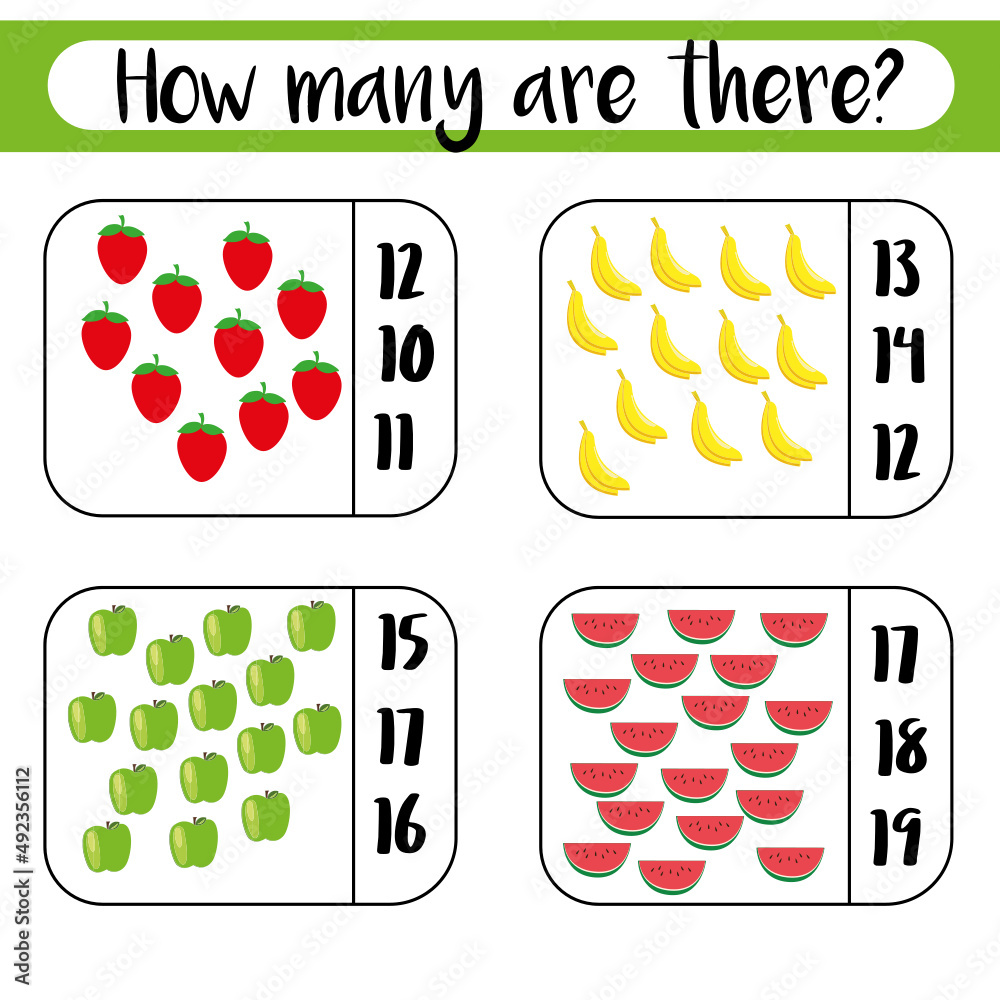 Counting educational math children game, kids activity worksheet. How ...