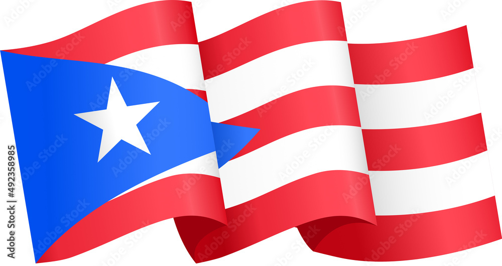 Puerto Rico flag wave isolated on png or transparent background,Symbol ...