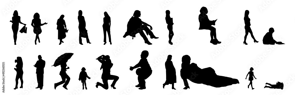 Photo Vector silhouettes, Outline silhouettes of people, Contour ...