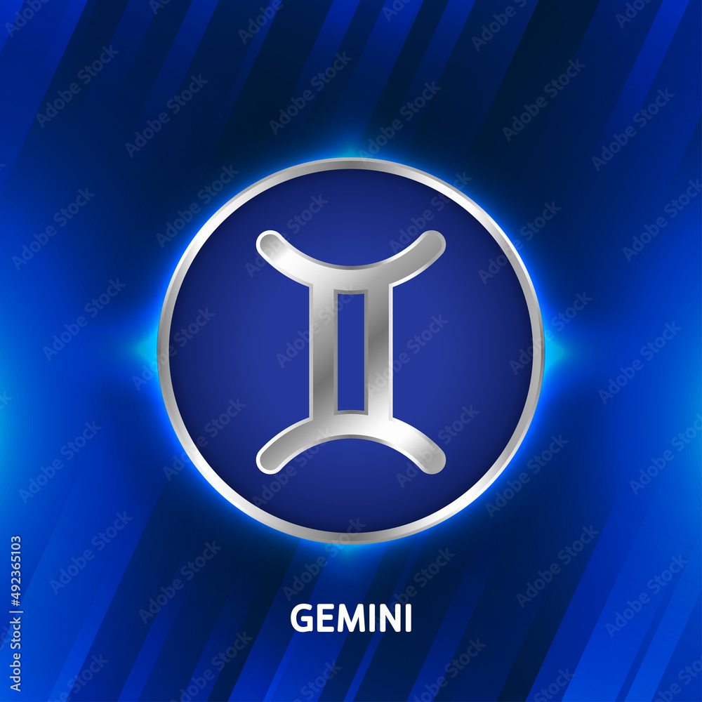 Astrological zodiac Gemini symbols in light silver color around ...
