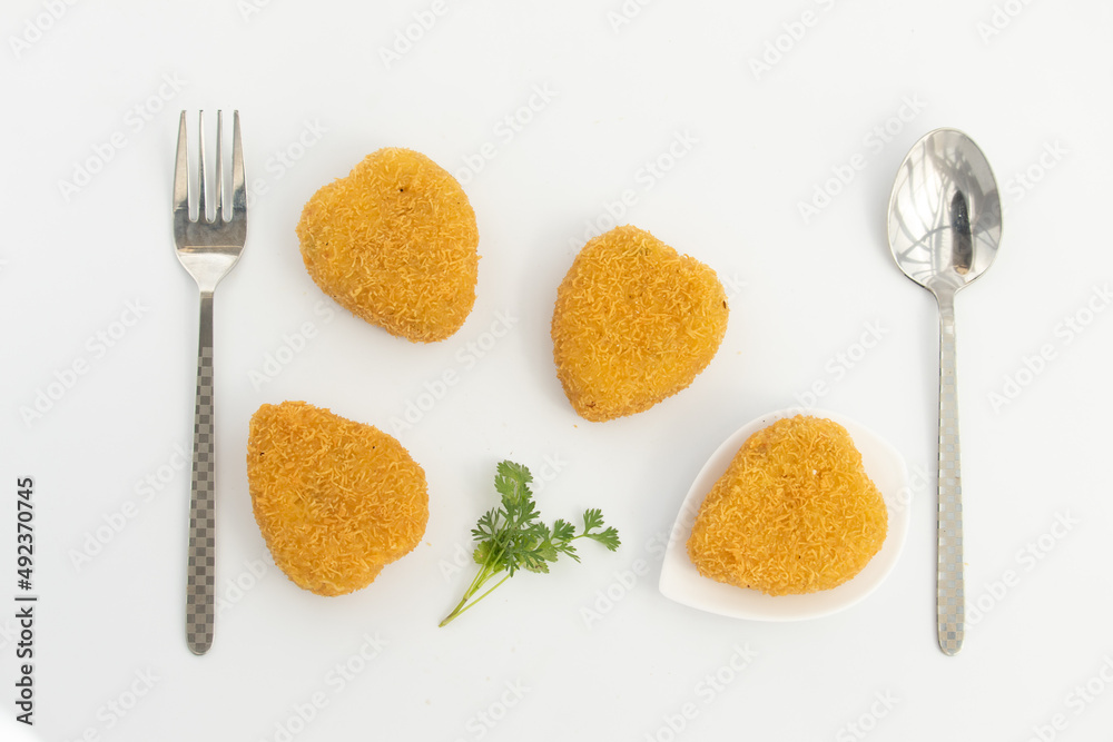 Heart Shaped Veg Paneer Cutlet Tikki With Bhujia Sev Coating Made Of ...