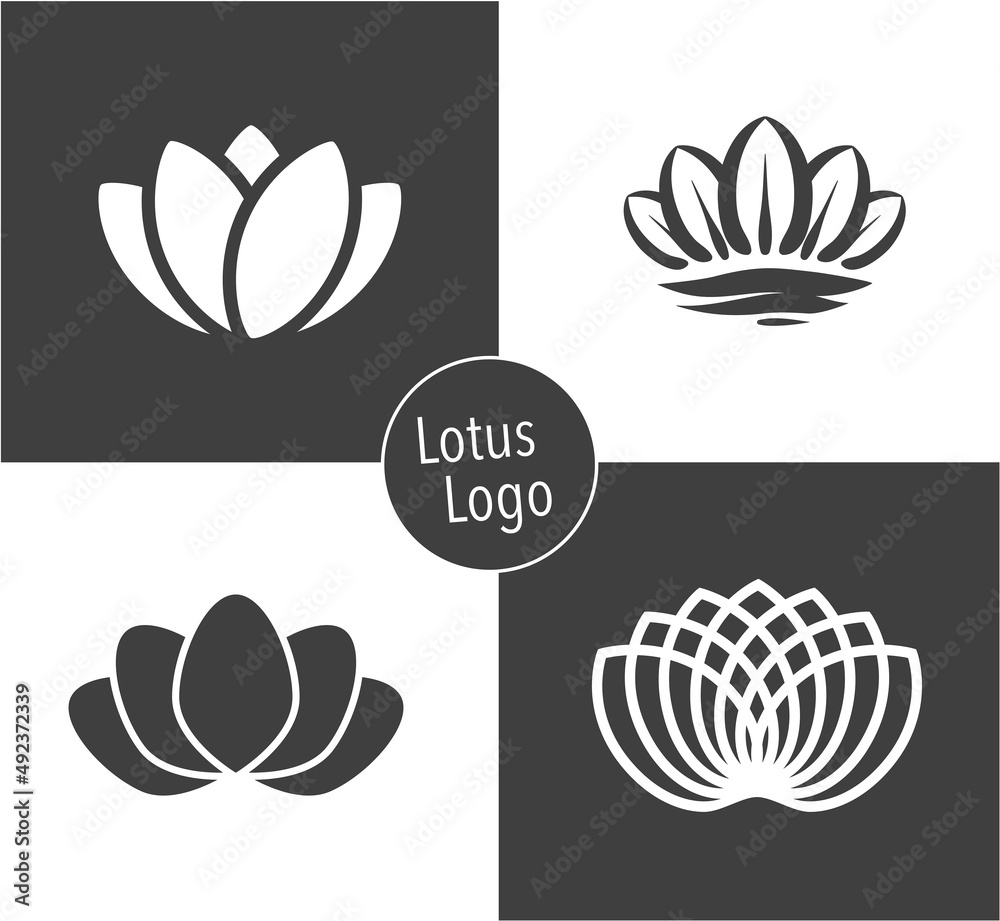 Lotus flowers vector elements. Lotus flower logo set. Stock Vector ...