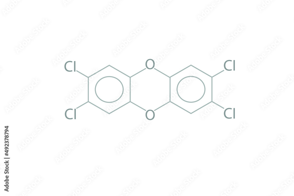 TCDD (commonly called dioxin) molecular skeletal chemical formula ...