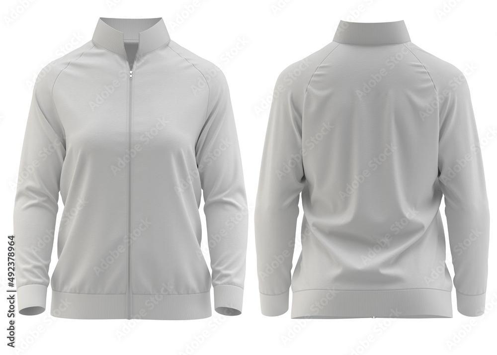 Women’s tracksuit jacket mockup, 3d rendering [ White ] Stock Photo ...
