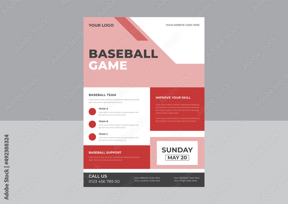 Baseball flyer vector, design for sport promotion, Modern Tournament ...
