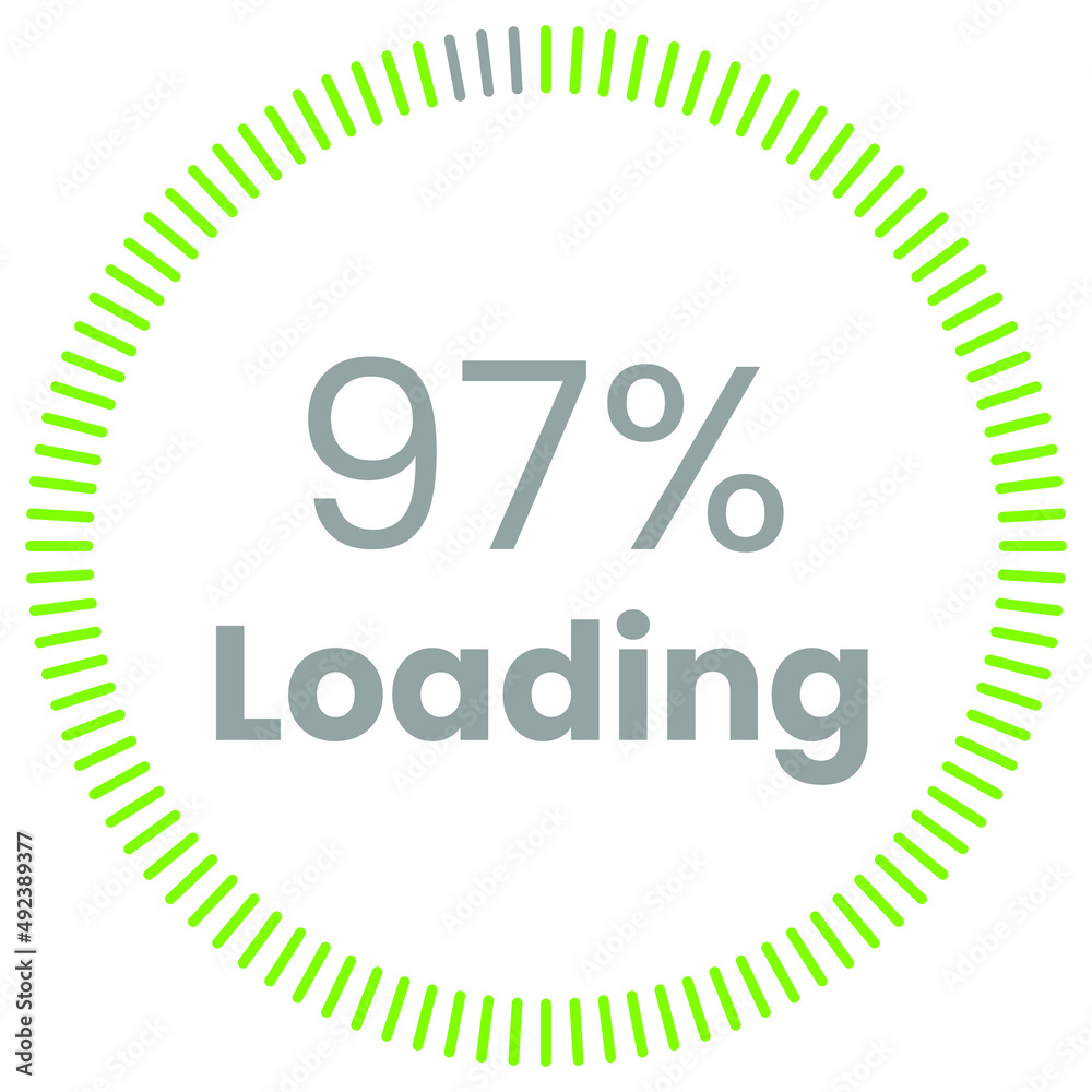 97% Loading. 97% circle diagrams Infographics vector, 97 Percentage ...