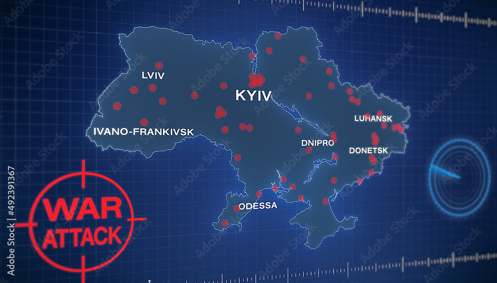 illustation - map of Russian attacks on Ukraine Stock Illustration ...