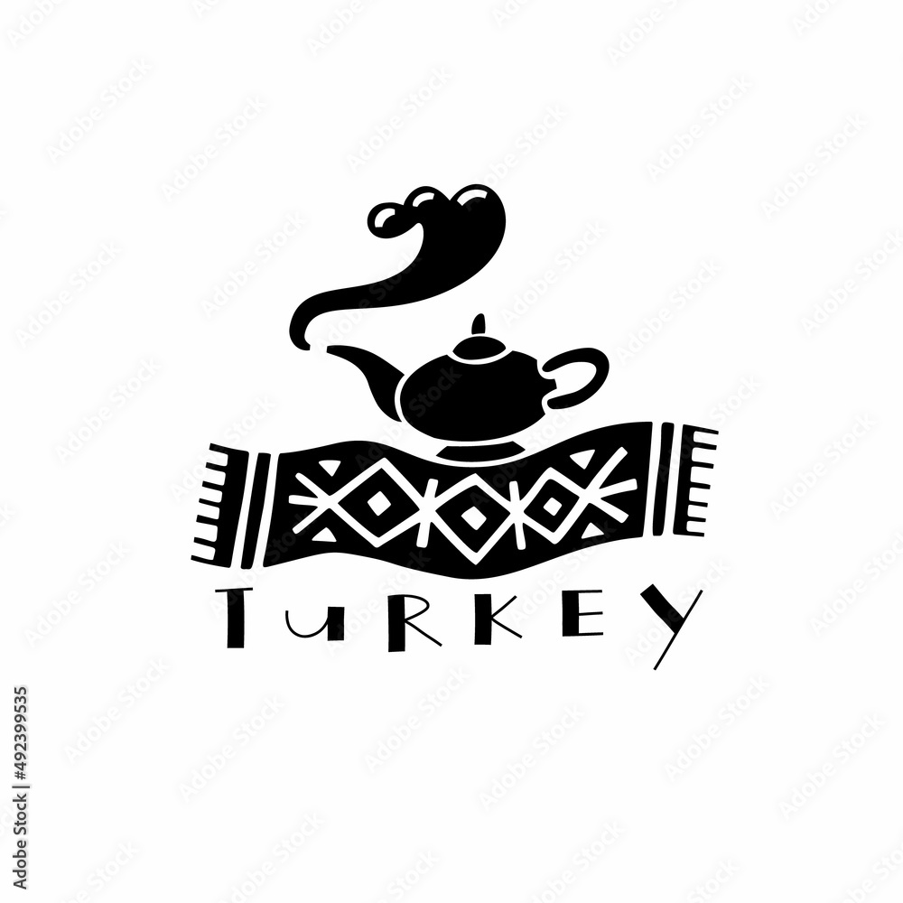 Vector hand drawn symbol of Turkey. Travel illustration of Republic of ...