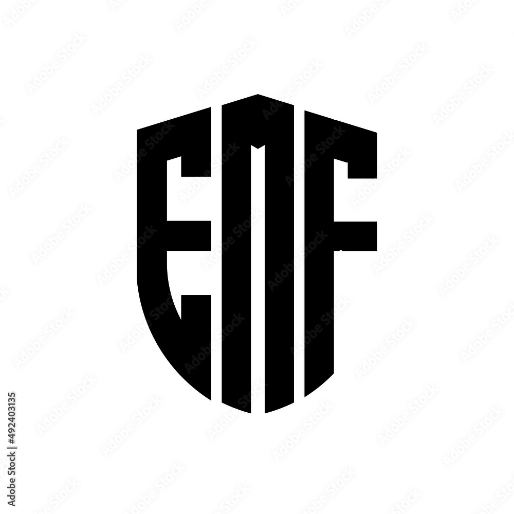 EMF letter logo design. EMF modern letter logo with black background ...