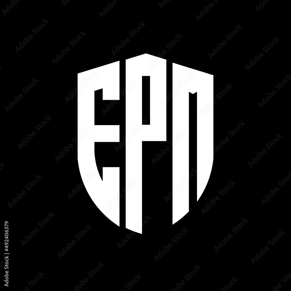 EPM letter logo design. EPM modern letter logo with black background ...