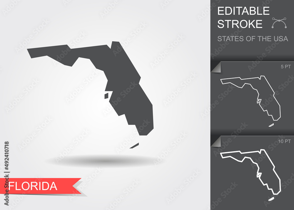 Stylized map of the U.S. state of Florida vector illustration Stock ...