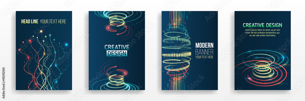Contemporary science and digital technology concept. Vector template ...