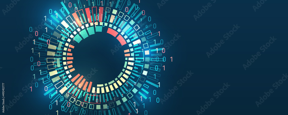 Data sorting process. Big data stream futuristic infographics. File structuring, machine ...