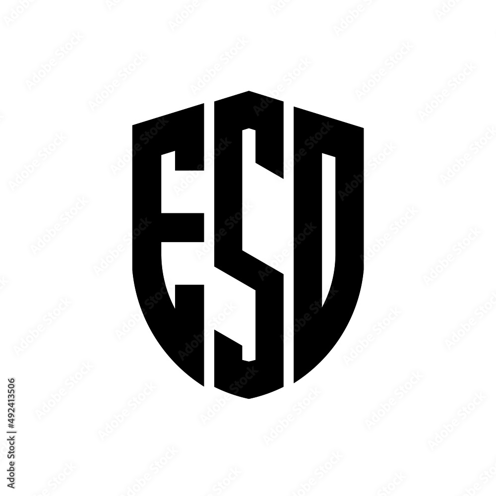 ESD letter logo design. ESD modern letter logo with black background ...
