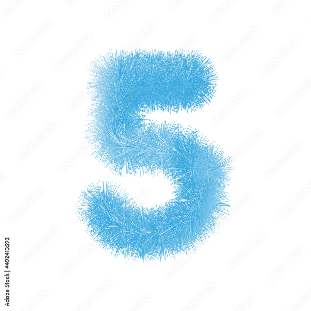 Furry number 5 font vector. Easy editable digit. Soft and realistic ...