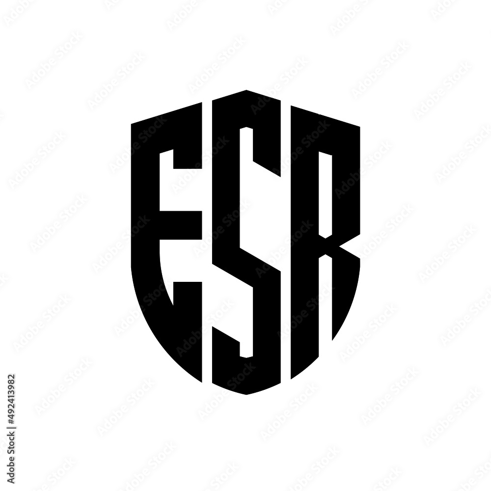 ESR letter logo design. ESR modern letter logo with black background ...
