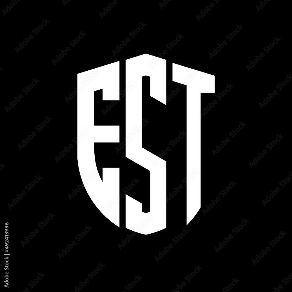 EST letter logo design. EST modern letter logo with black background ...