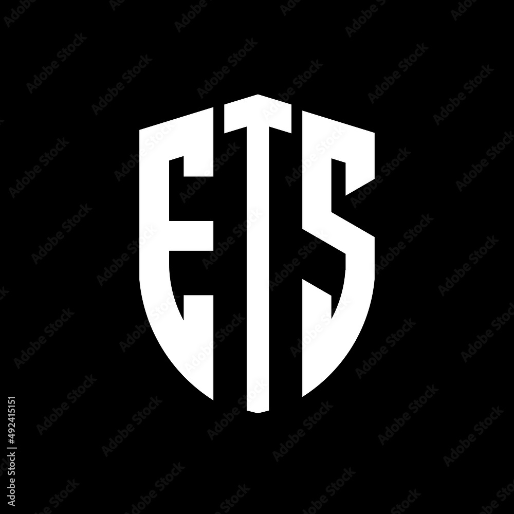 ETS letter logo design. ETS modern letter logo with black background ...