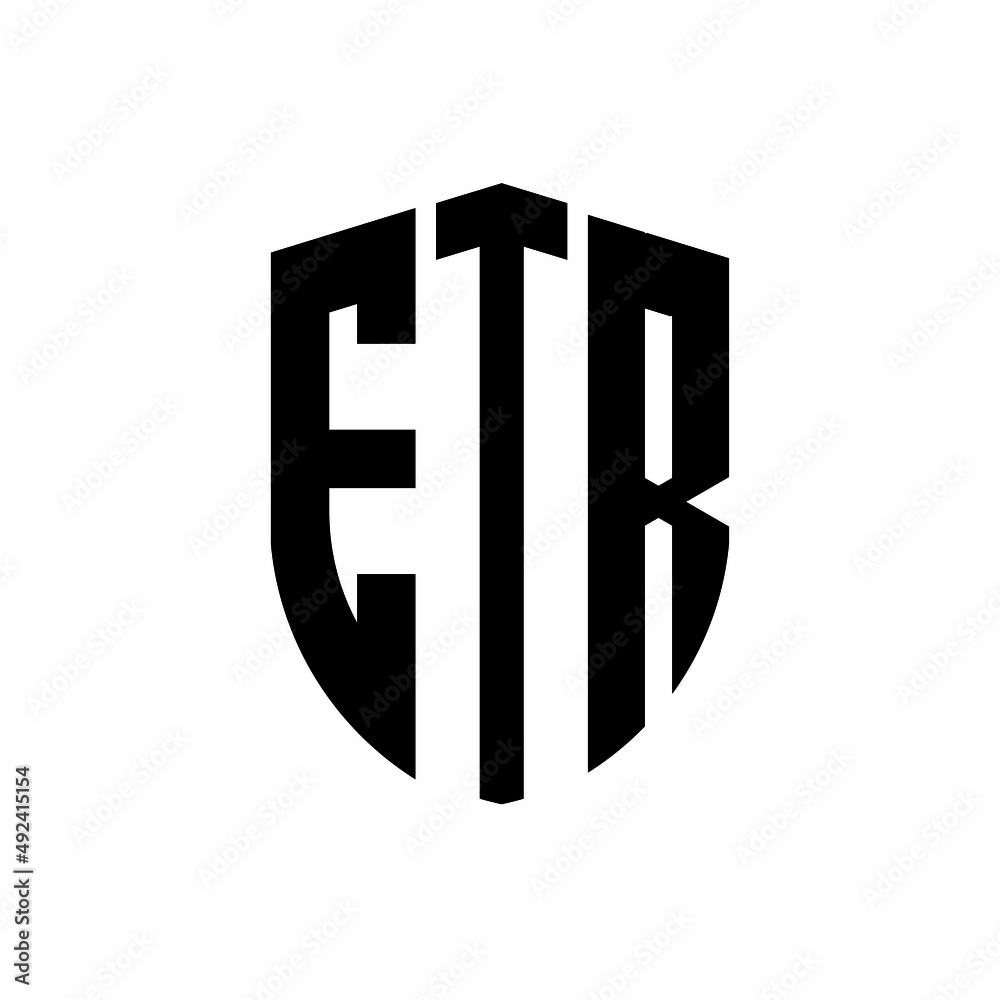 ETR letter logo design. ETR modern letter logo with black background ...