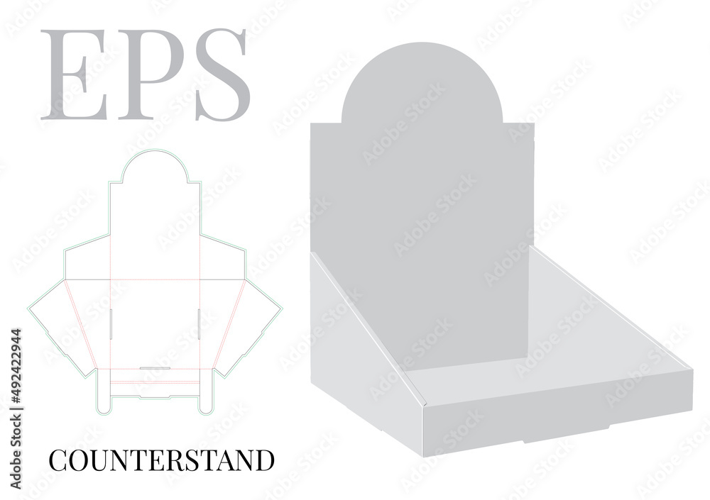 Counter display template, vector with die cut, laser cut layers ...