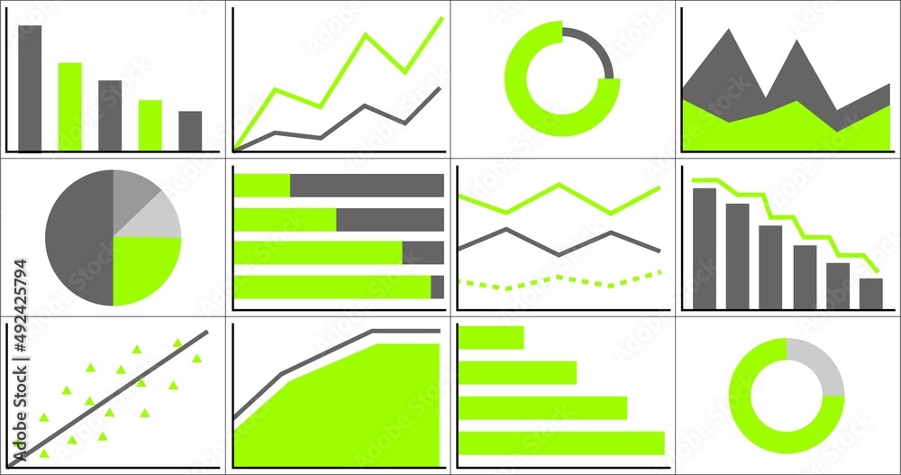 Big Infographics set. Vector Illustration of different charts and ...