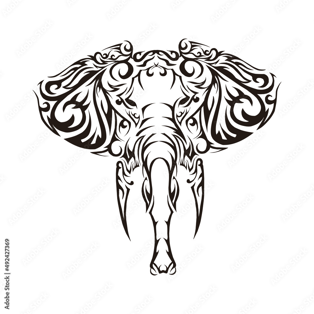 Black And White Elephant Tribal Print