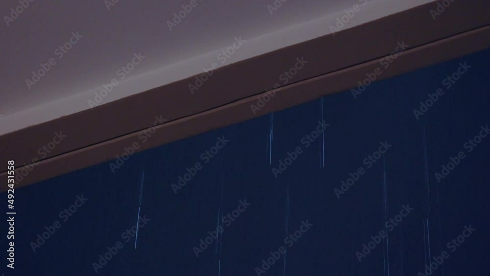 Raining Night and light. 4k footage Rain Drops Falling in night at ...