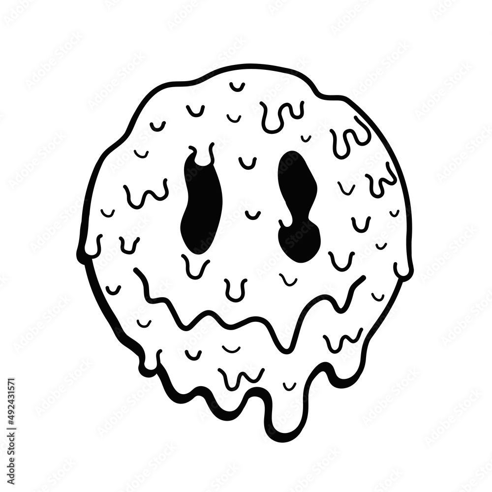 Vektorová grafika „Funny psychedelic surreal melt smile face logo ...