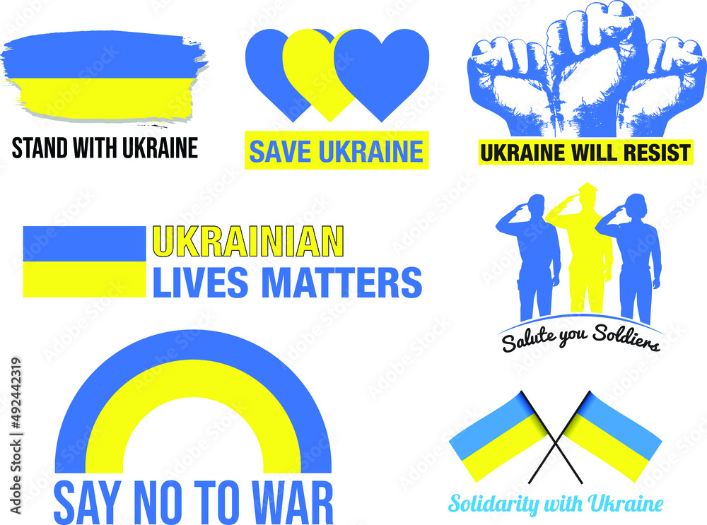 Stand with Ukraine Stickers and Editable Designs Vector. Support ...