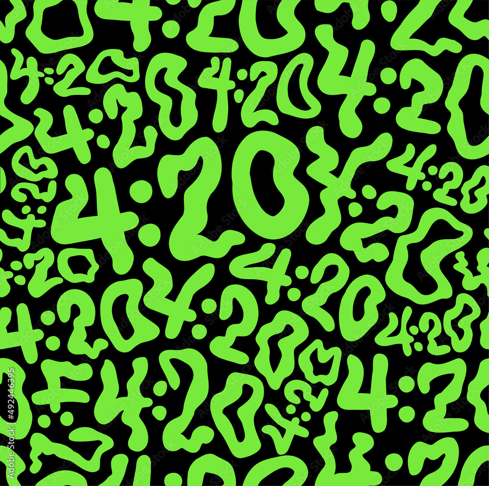 Deformed wavy 420 number seamless pattern wallpaper.Vector graphic ...