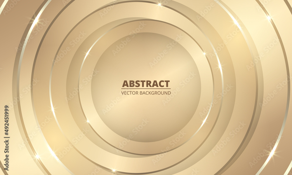 Abstract luxury golden circles on gold background. Realistic elegant ...