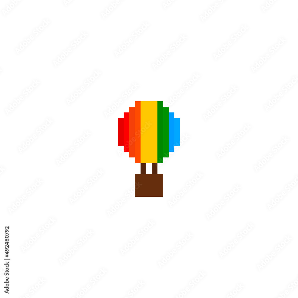 Colorful hot air balloon pixel art on white background Stock Vector ...