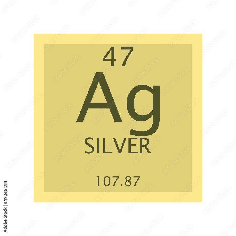Ag Silver Transition metal Chemical Element Periodic Table. Simple flat ...