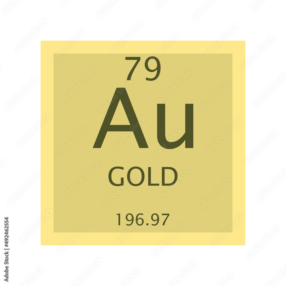 Au Gold Transition metal Chemical Element Periodic Table. Simple flat ...