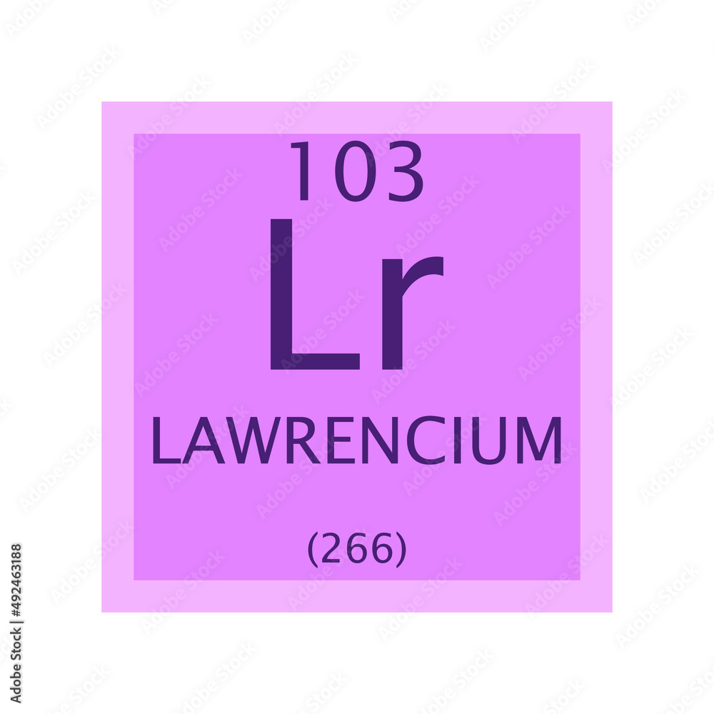 Lr Lawrencium Actinoid Chemical Element Periodic Table. Simple flat ...