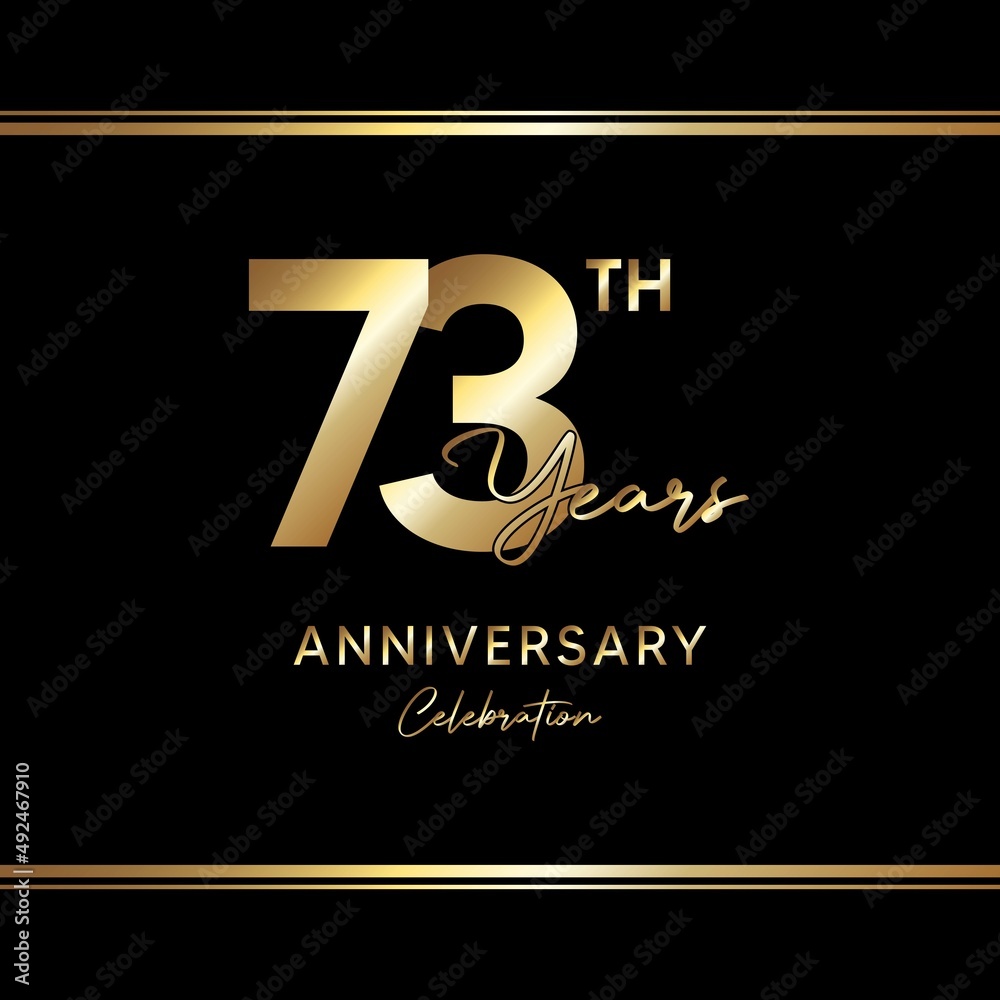 73 years anniversary celebration. Anniversary logo with golden color ...