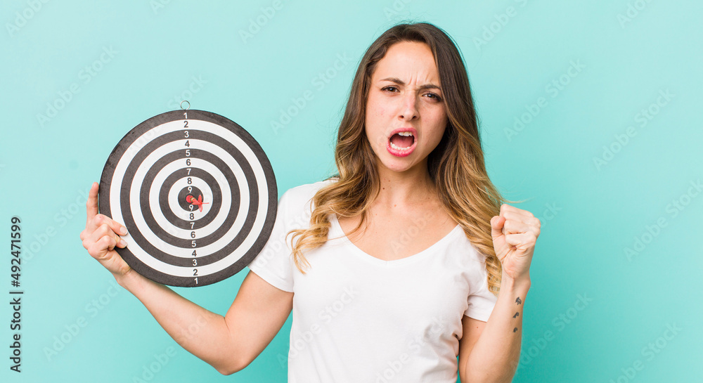 pretty woman shouting aggressively with an angry expression Stock Photo ...