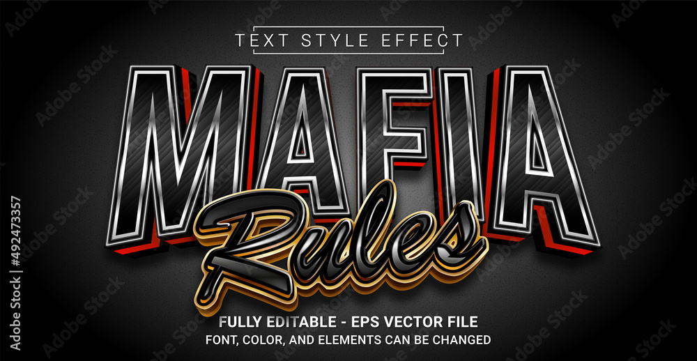 Mafia Rules Text Style Effect. Editable Graphic Text Template. Stock ...