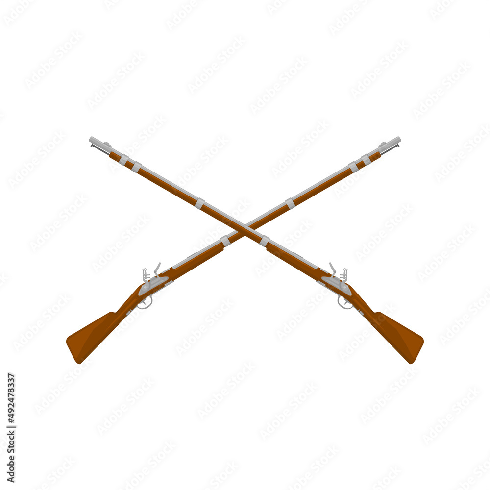 Crossed Musket Flintlocks Black Powder Gun Weapon Stock Vector | Adobe ...