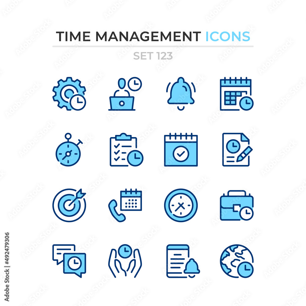 Time management icons. Vector line icons set. Premium quality. Simple ...
