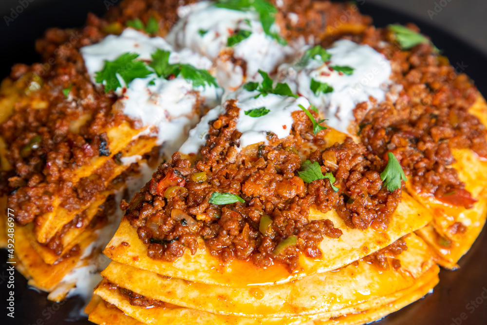 Turkish Food Kayseri Yaglama with Minced Meat, Yogurt and Tomato Paste ...