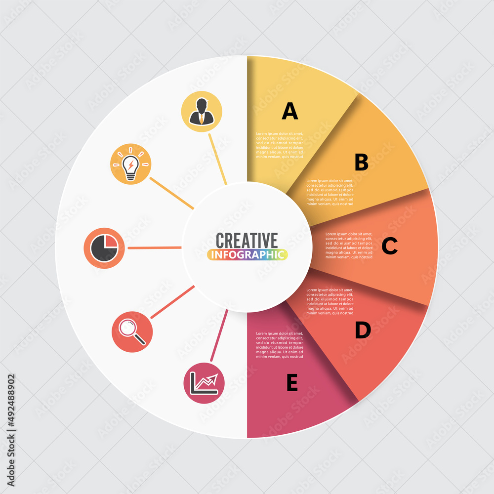 Circle chart infographic template with 10 options for presentations ...