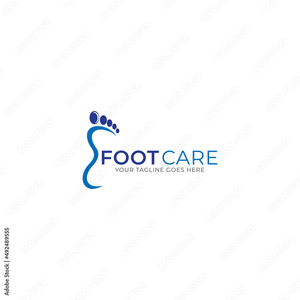 Foot care logo, Vector of footprints with symbol of health and clinic ...