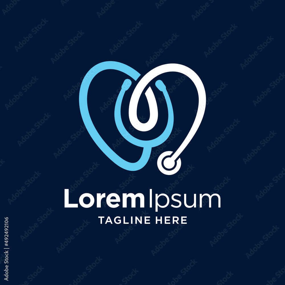 Stethoscope logo template Stock Vector | Adobe Stock