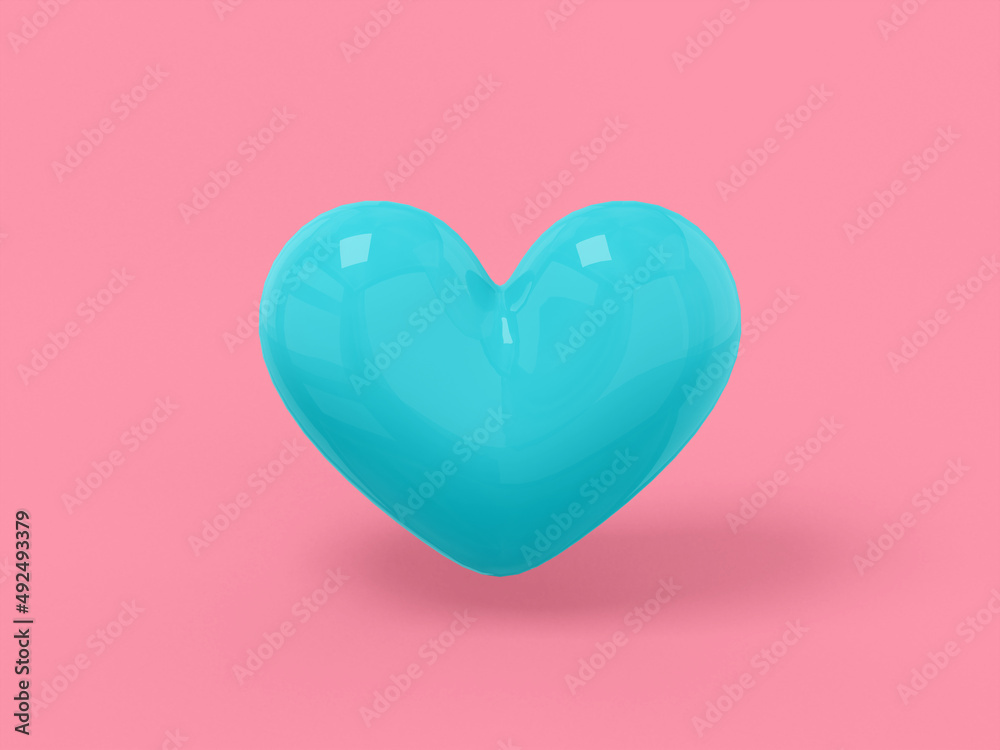 Stylized blue single color heart on a blue monochrome background ...