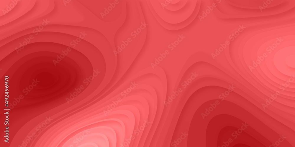 Abstract red background with circles .Modern and creative papercut and ...