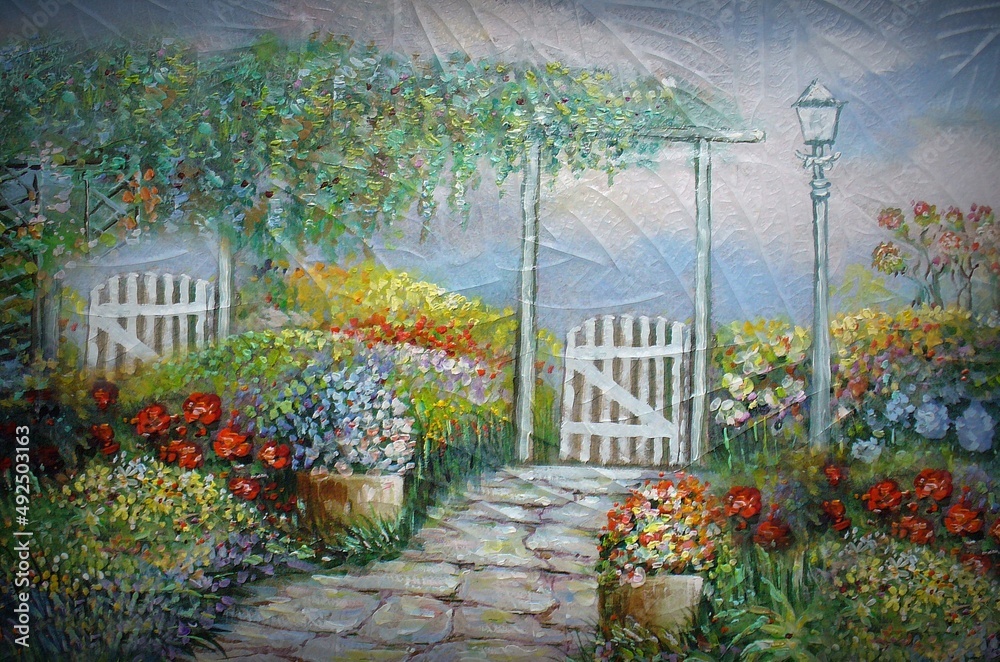 Art painting oil color flower , backgrounds for design , flower ...