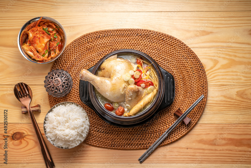 Ginseng chicken soup or Samgyetang, Koreans traditional food chicken ...